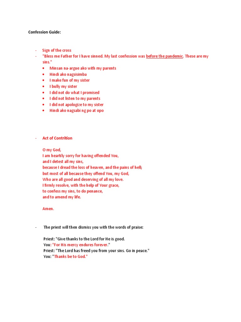 Confession Guide | PDF | Lord's Prayer | Abrahamic Religions