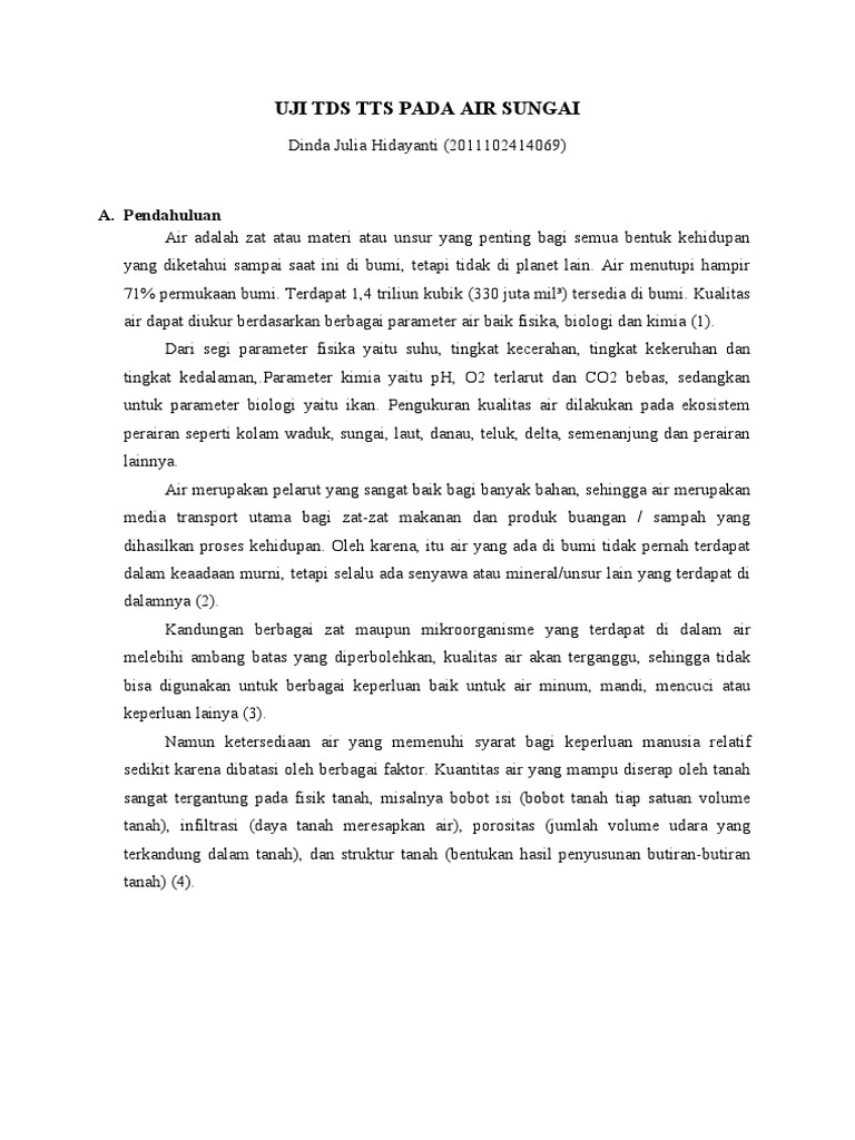 Uji TDS TTS Pada Air Sungai | PDF