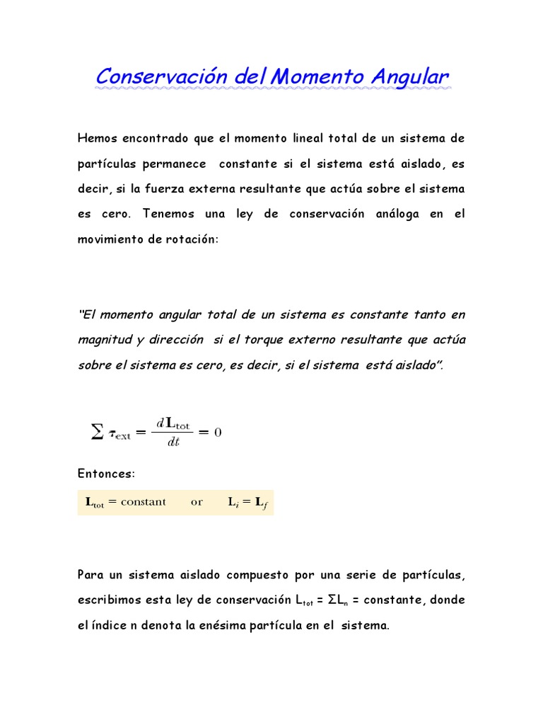 Momento Angular | PDF | Rotación | Momento angular