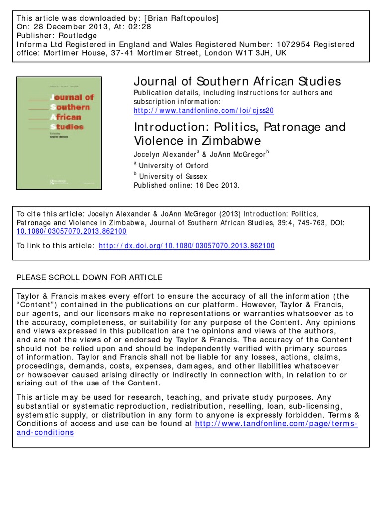 Journal of Southern African Studies | PDF