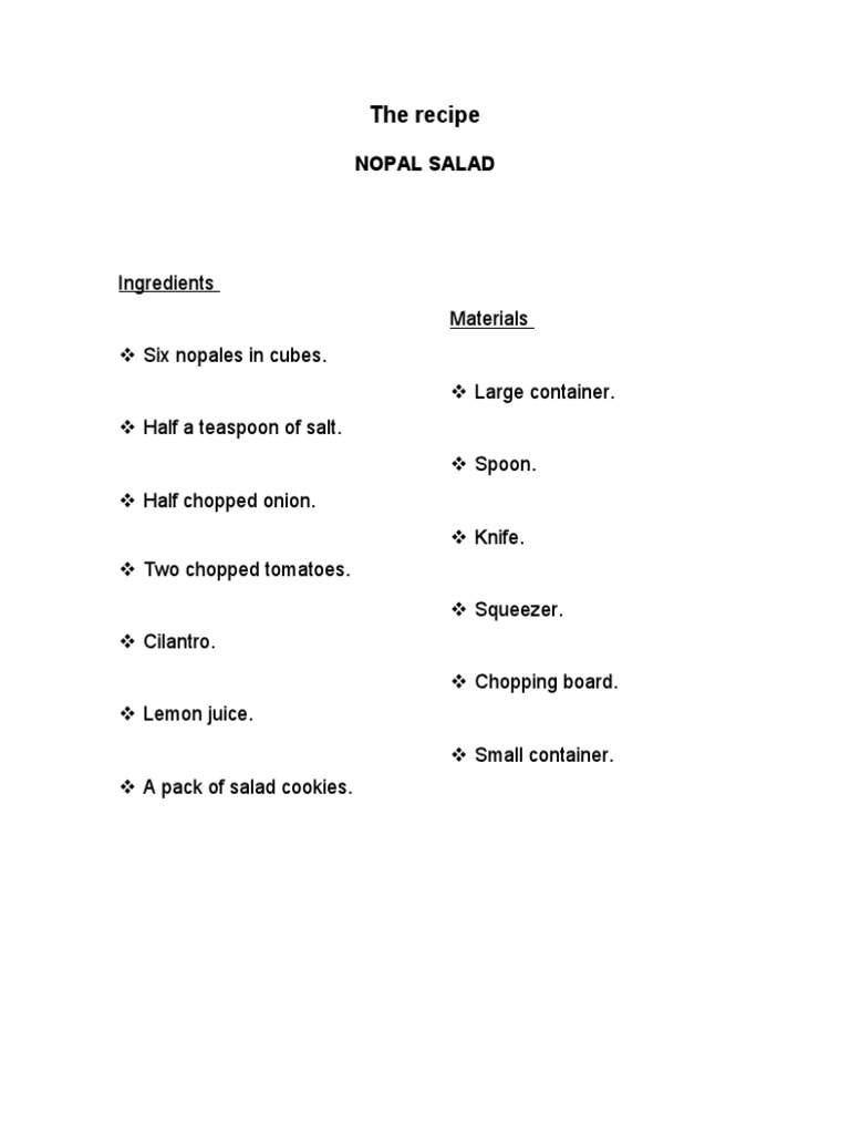 The Recipe: Nopal Salad | PDF