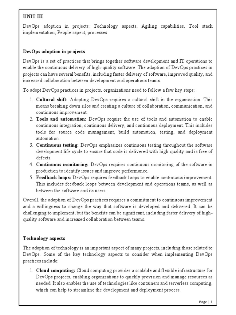 Devops Adoption In Projects Key Aspects Pdf Agile Software