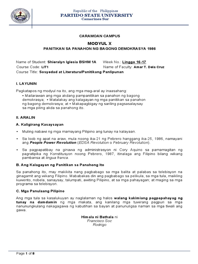 Partido State University: Modyul X | PDF