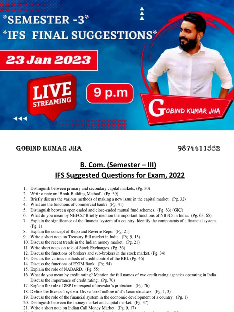 IFS Suggested Questions by GKJ | PDF | Non Bank Financial Institution ...