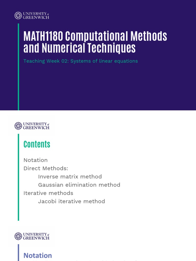 MATH1180 Computational Methods and Numerical Techniques: Teaching Week ...