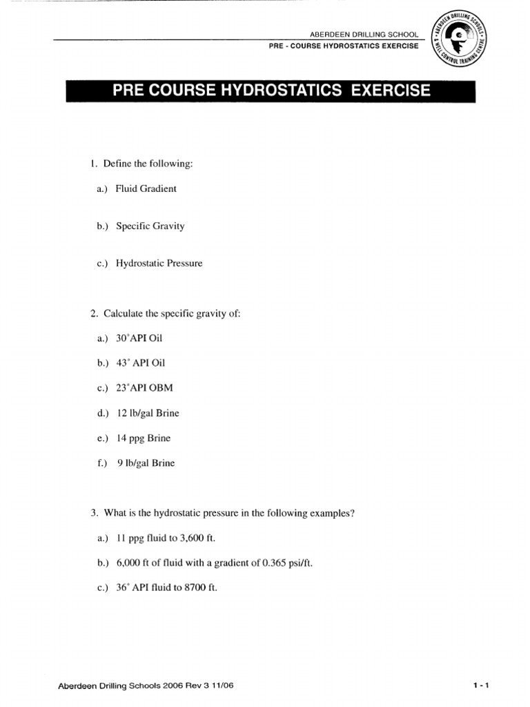 Pre Course Hydro Ex | PDF
