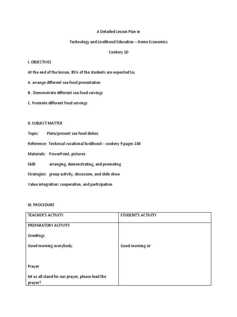 A-Detailed-Lesson-plan Serving Sea Food Dishes | PDF | Grilling | Sauce