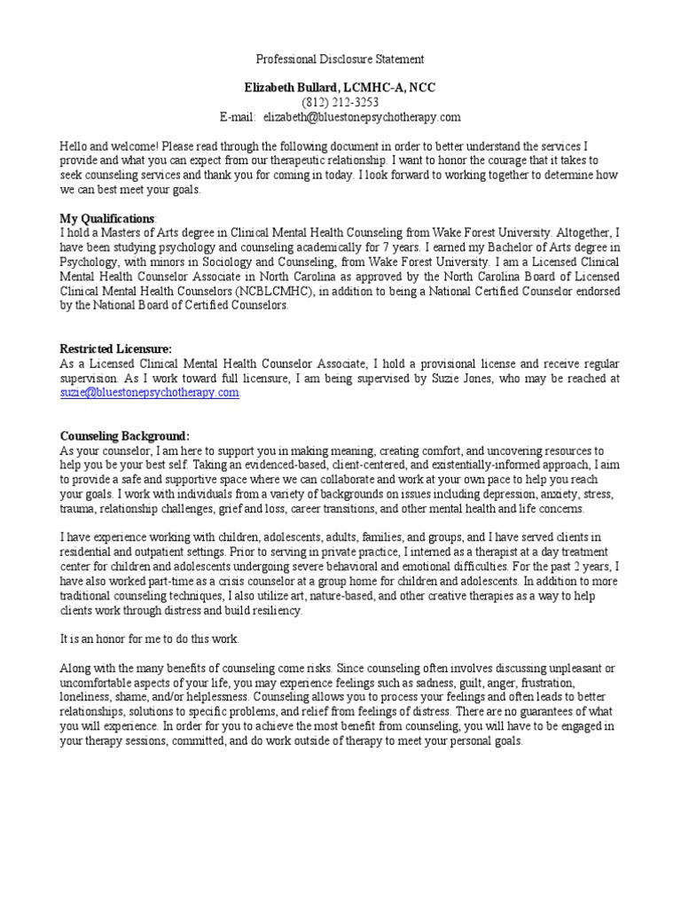 Professional Disclosure Statement | PDF