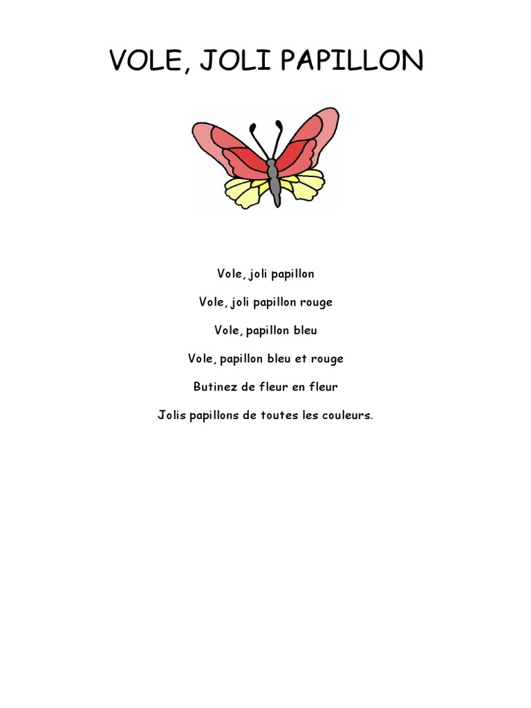 Vole, Joli Papillon (Comptine) | PDF