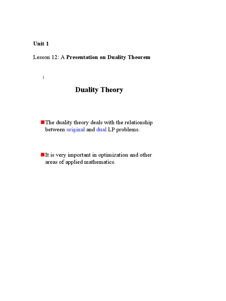 Understanding Duality Theorem in LP | PDF | Mathematical Optimization ...