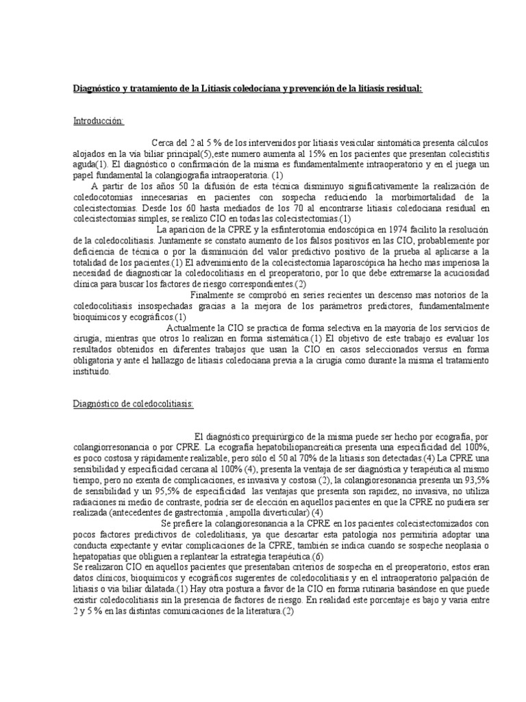 Litiasis Coledociana - 1 | PDF | Diagnostico medico | Sistema digestivo