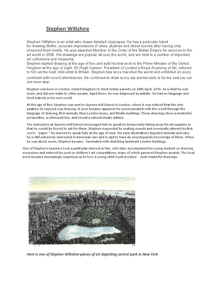 Stephen Wiltshire Draws Detailed Cityscapes | PDF