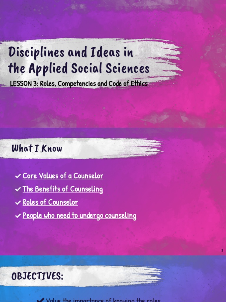 Disciplines and Ideas in The Applied Social Sciences: LESSON 3: Roles ...