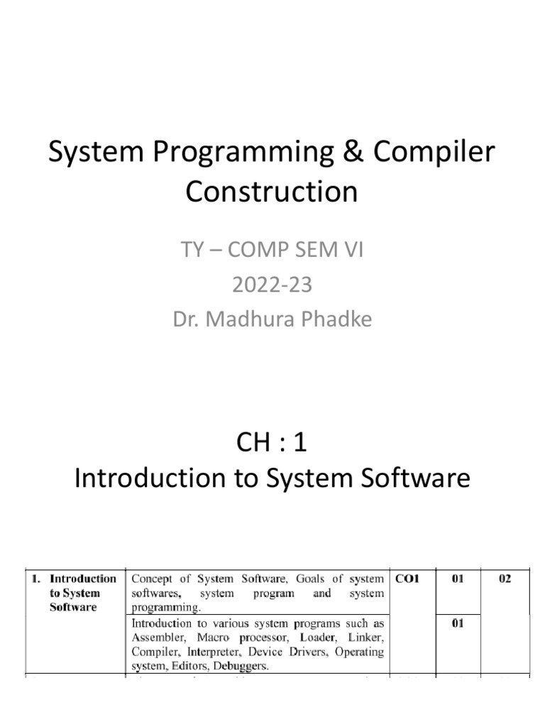 System Programming & Compiler Construction: Ty - Comp Sem Vi 2022-23 Dr ...