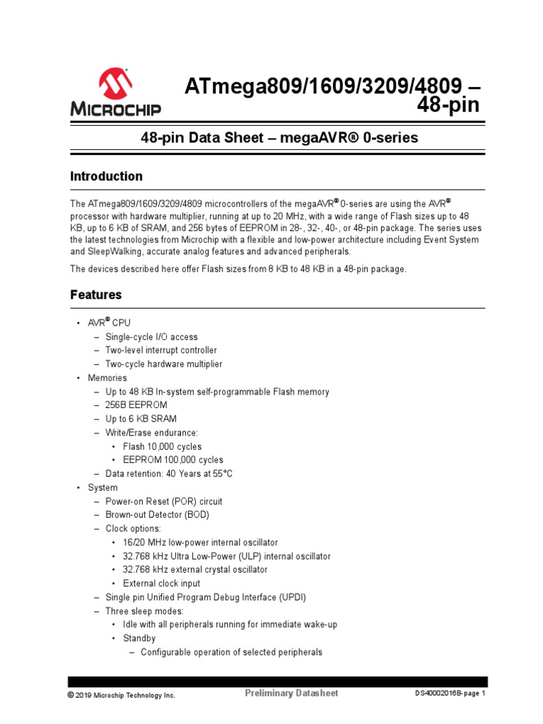 Atmega809/1609/3209/4809 - 48-Pin: 48-Pin Data Sheet - Megaavr® 0 ...