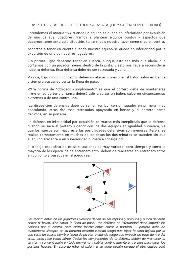 Aspectos Meytodologicos Ataque 5x4 Futsal | PDF | Defensor (Asociación ...
