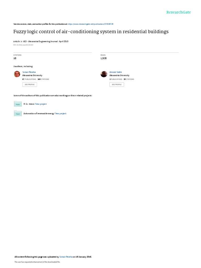 Fuzzy Logic Control of Air-Conditioning System in Residential Buildings ...