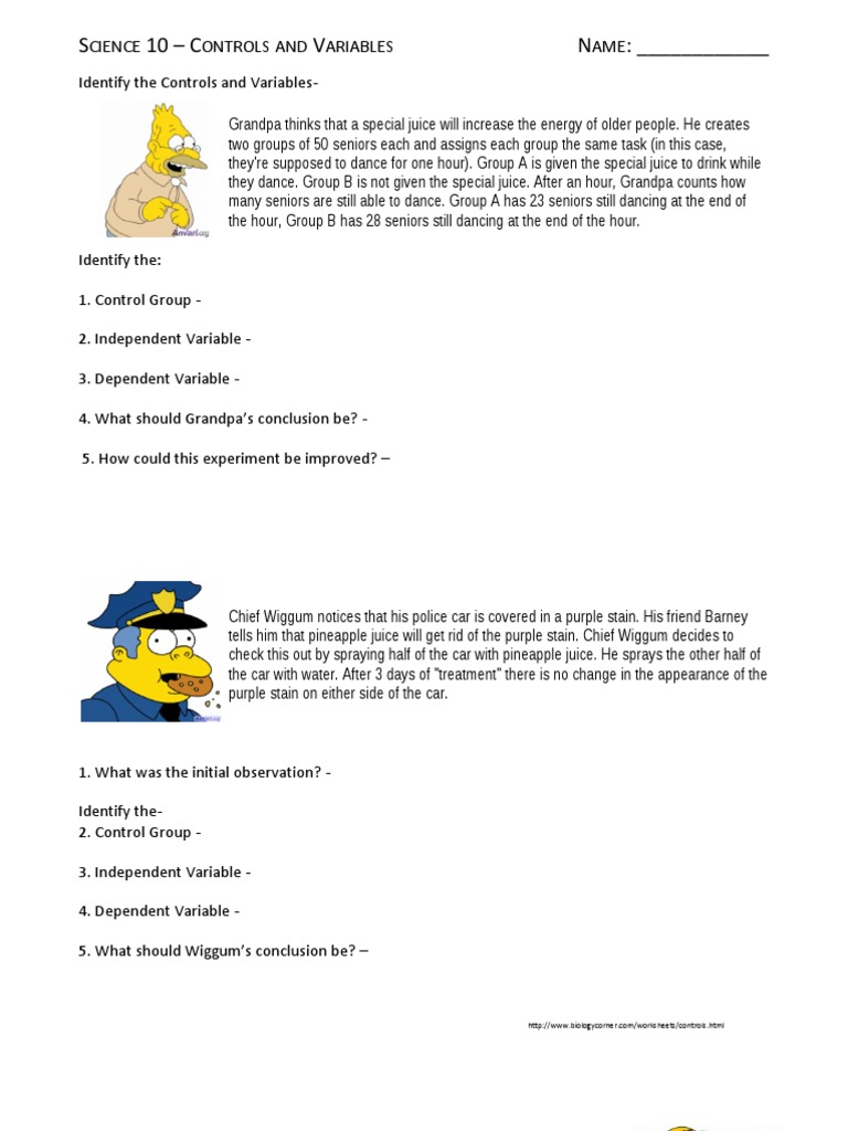 03 - Simpsons Scientific Method Practice | PDF | Bart Simpson | Experiment