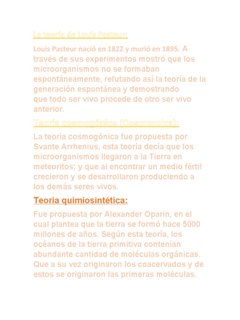 La Teoría de Louis Pasteur | PDF