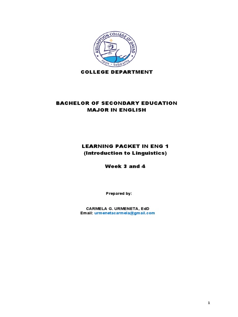 College Department: Prepared by | PDF | Syntax | Phrase