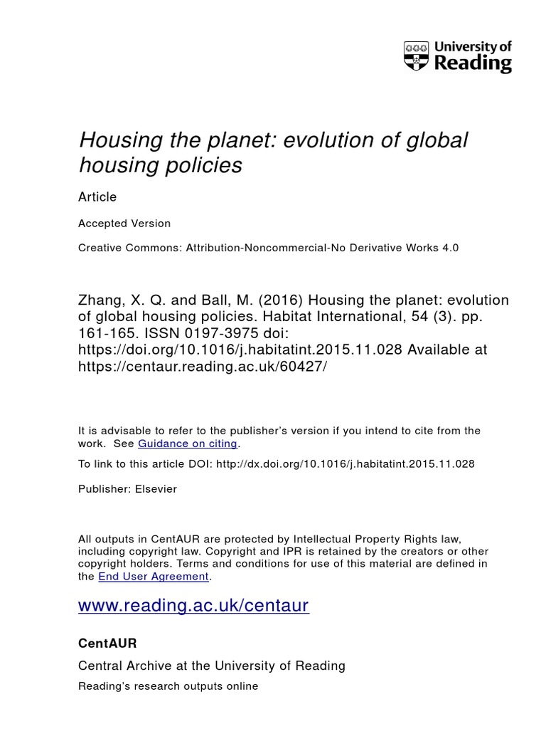 Housing The Planet: Evolution of Global Housing Policies: WWW - Reading ...