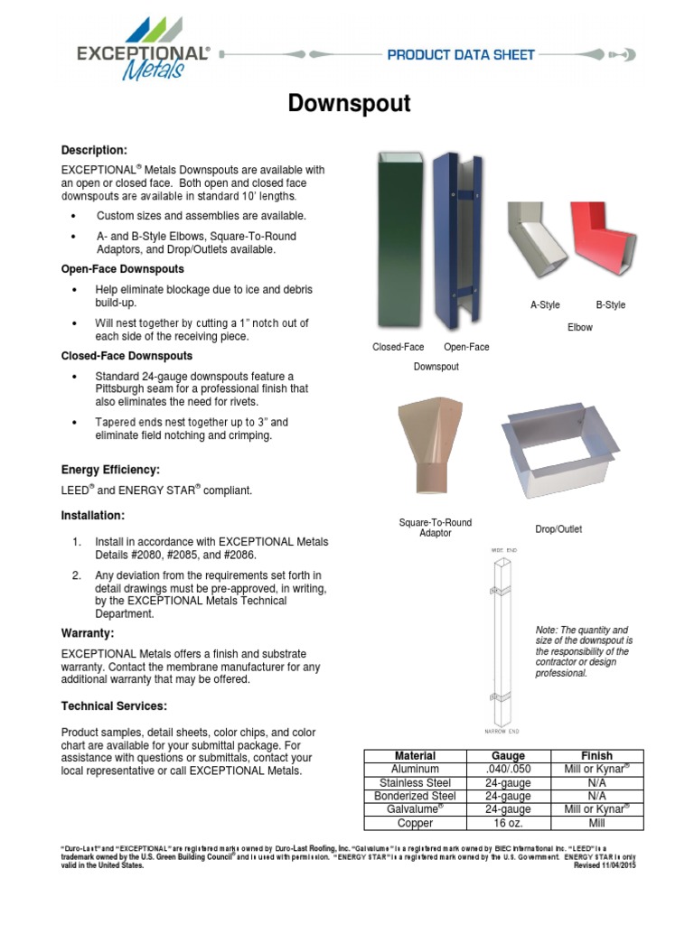 Downspout: Description | PDF | Sheet Metal | Civil Engineering