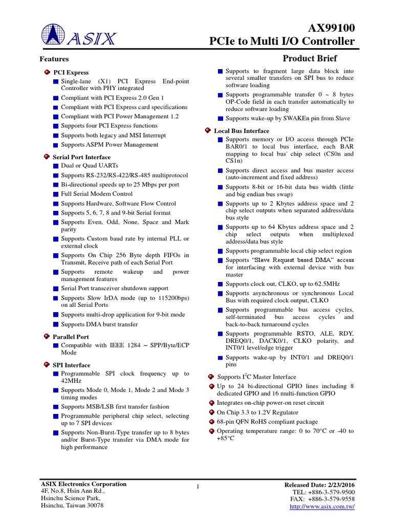 AX99100 Brief | PDF | Computing | Electrical Engineering