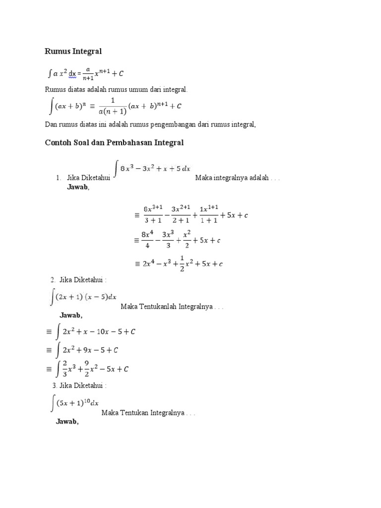 Rumus Integral | PDF