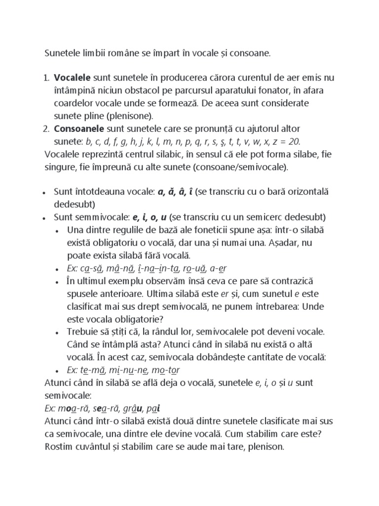 elemente de fonetica vocale si consoane | PDF