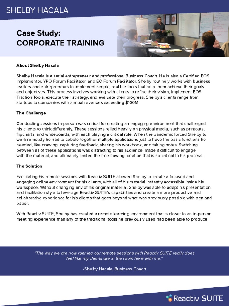 Case Study Corporate Training | PDF | Multimedia | Communication Case Study Corporate Training | PDF | Multimedia | Communication