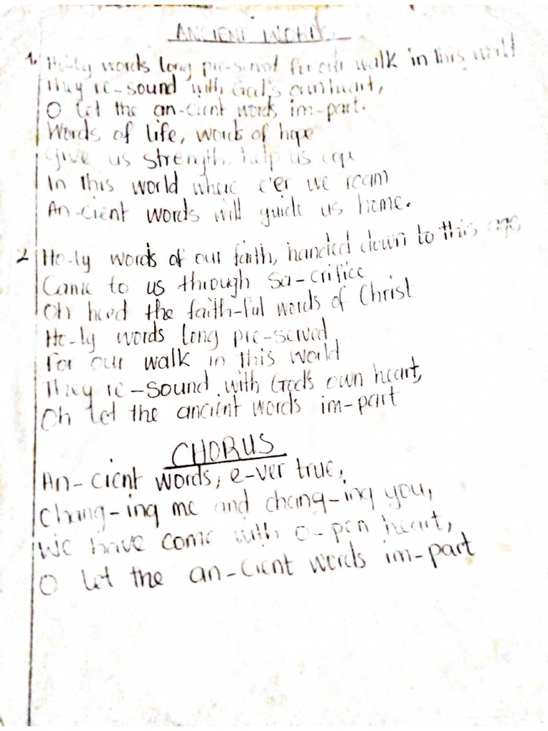 Ancient Words Lyrics Pdf