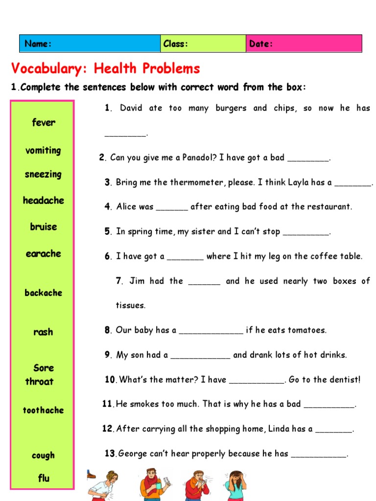 Vocabulary Health Problems 2 Information Gap Activities - 124791 | PDF ...