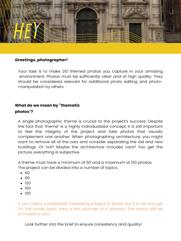 Thematic Photography Project Guidelines | PDF | Shadow | Camera