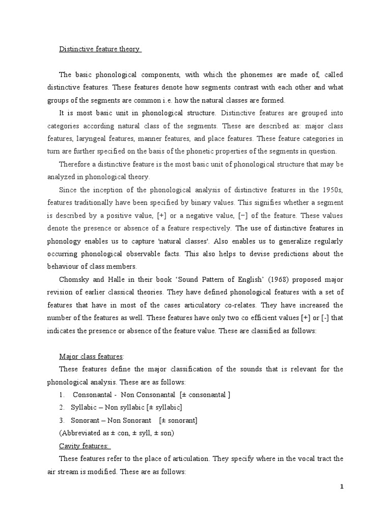 Distinctive Feature Theory | PDF