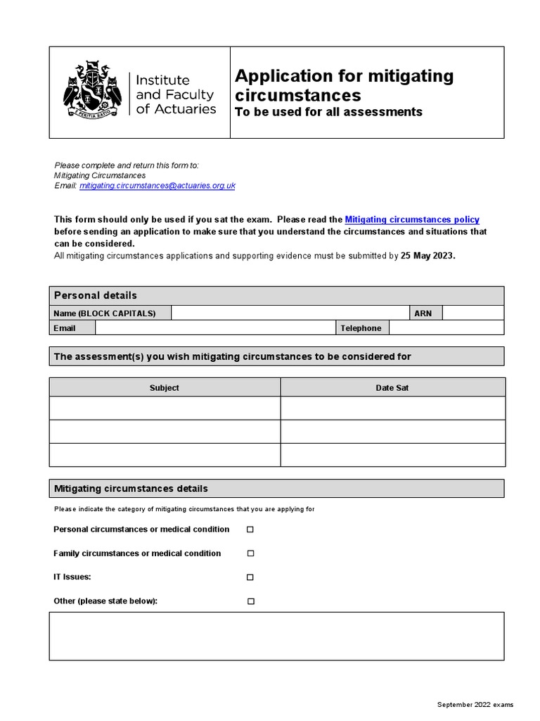 Mitigating Circumstances Application Form | PDF