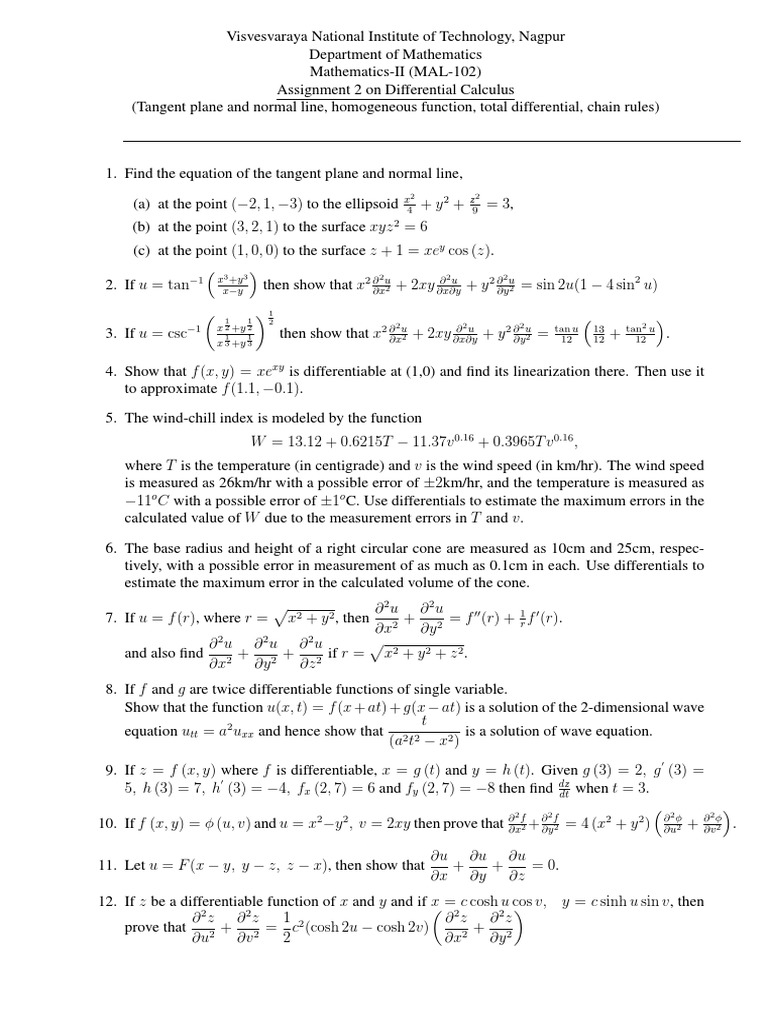 Differential Calculus Assignment 2 | PDF | Differential Calculus ...
