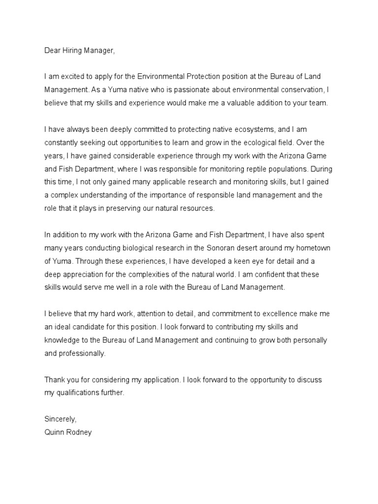 BLM Cover Letter | PDF