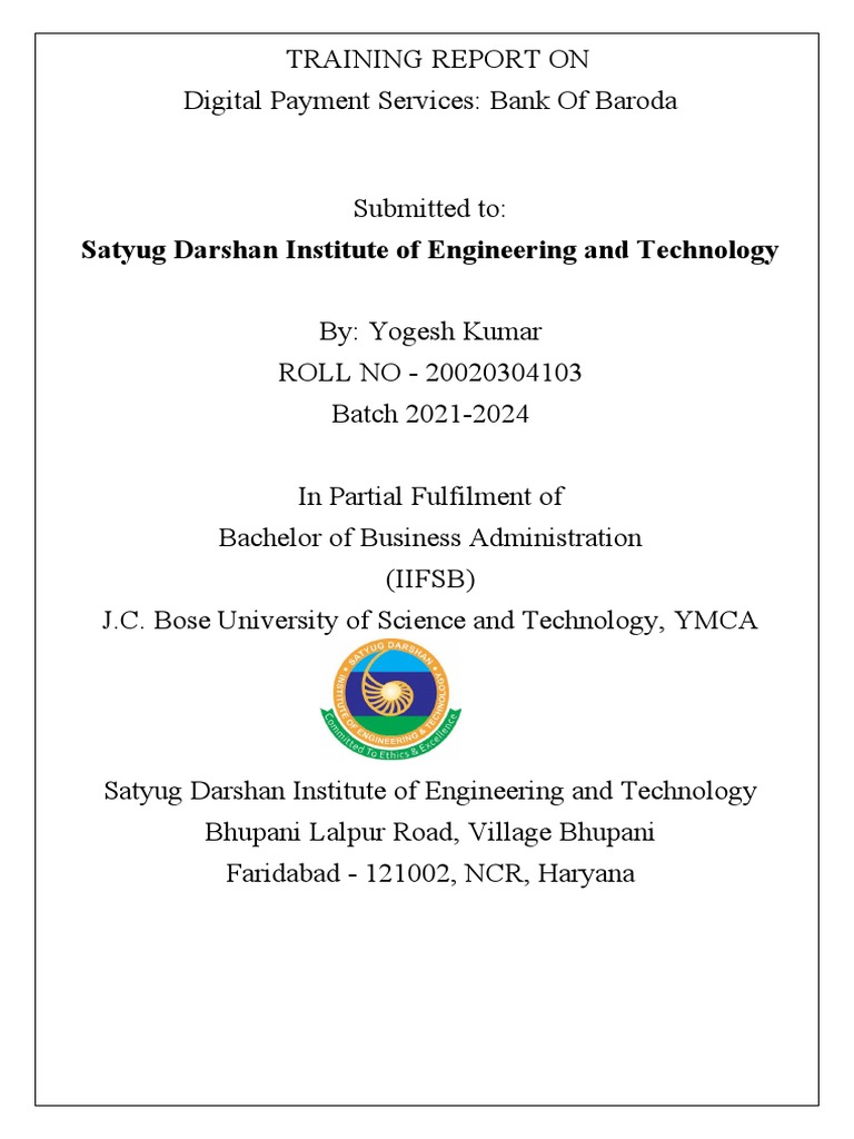 TRAINING REPORT BANKING - Yogesh Final | PDF