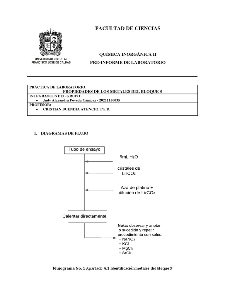 Facultad de Ciencias: Química Inorgánica Ii Pre-Informe de Laboratorio | PDF | Hidróxido de ...