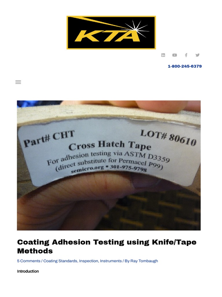 Coating Adhesion Testing Using Knife - Tape Methods | PDF | Adhesion ...