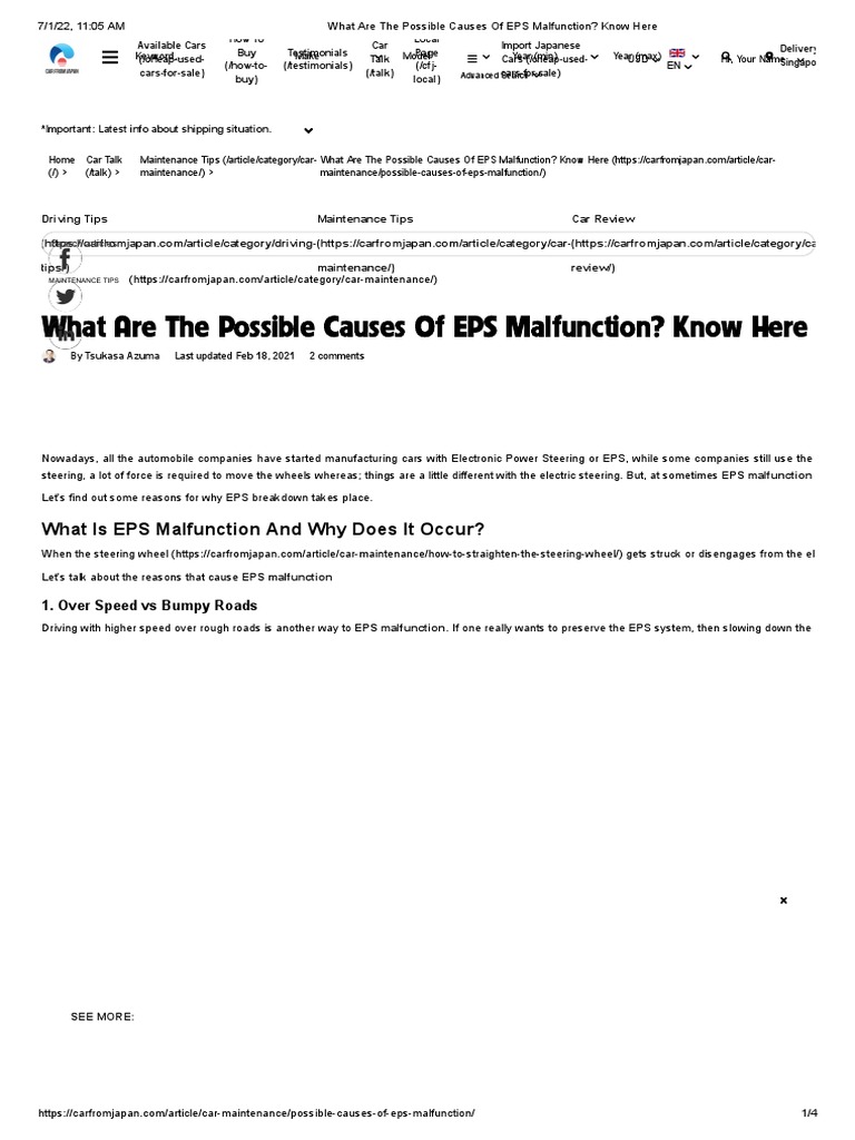 Possible causes of EPS malfunction and how to fix electric power ...