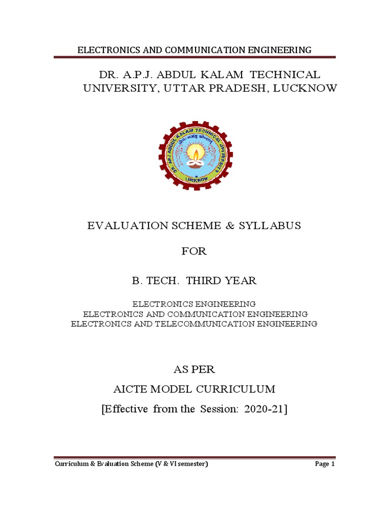 Revised Final B.Tech. 3rd Year ECE AICTE Model Curriculum 2020-21 | PDF ...