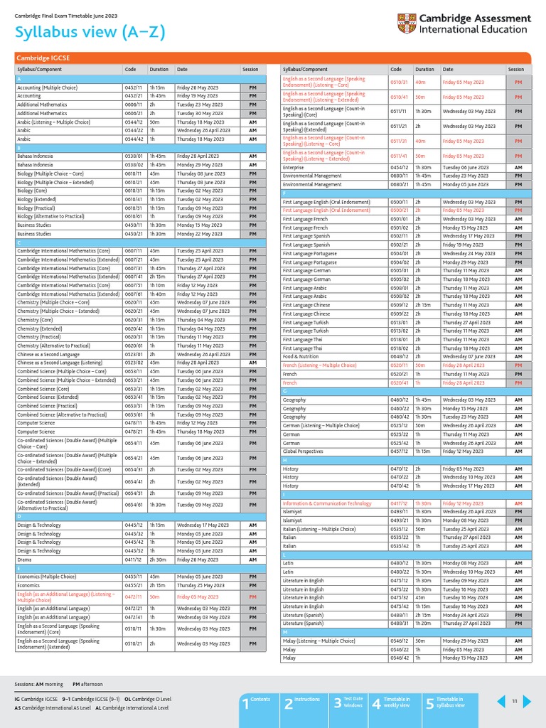 IGCSE Timetable | PDF