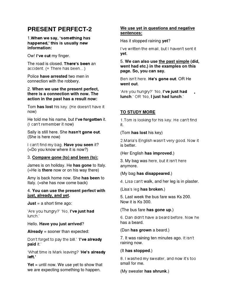 Present Perfect-2 | PDF