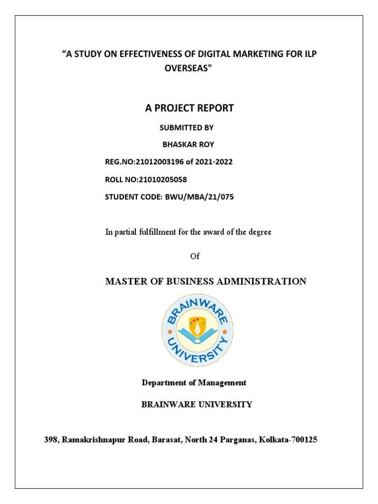 A Project Report: "A Study On Effectiveness of Digital Marketing For ...