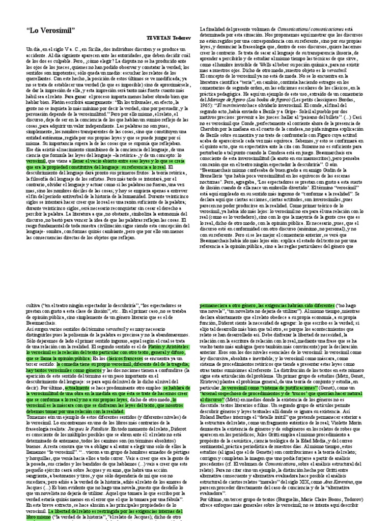 Todorov - Lo Verosimil | PDF | Verdad | Retórica