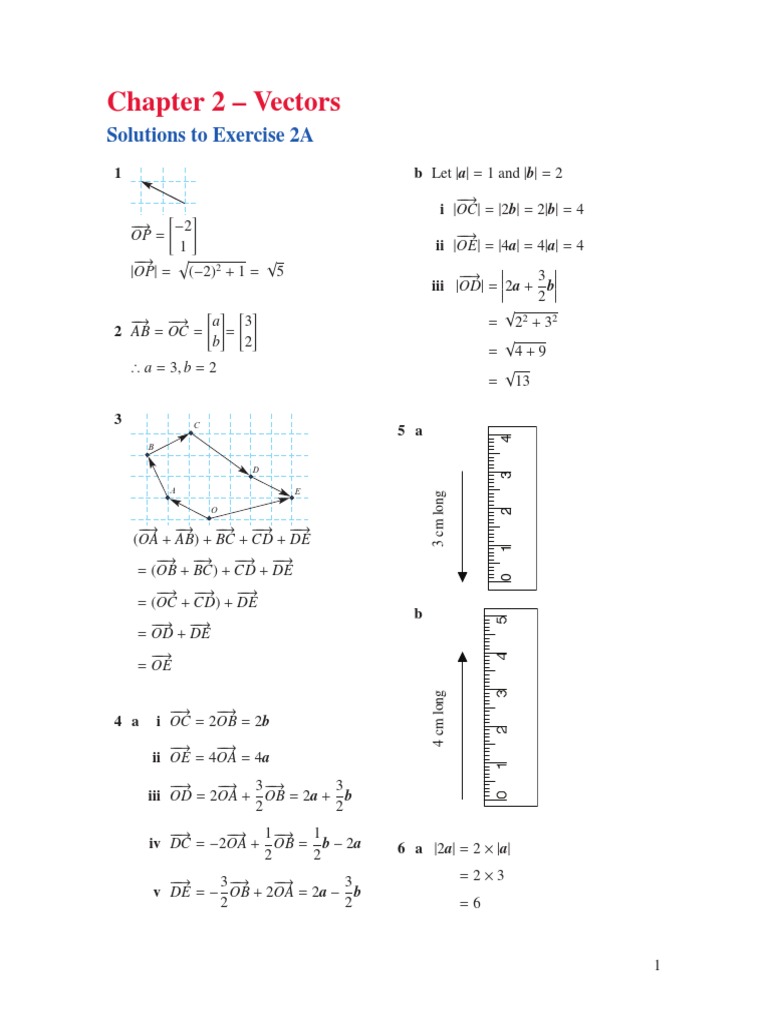 Chapter 2 - Vectors: Solutions To Exercise 2A | PDF