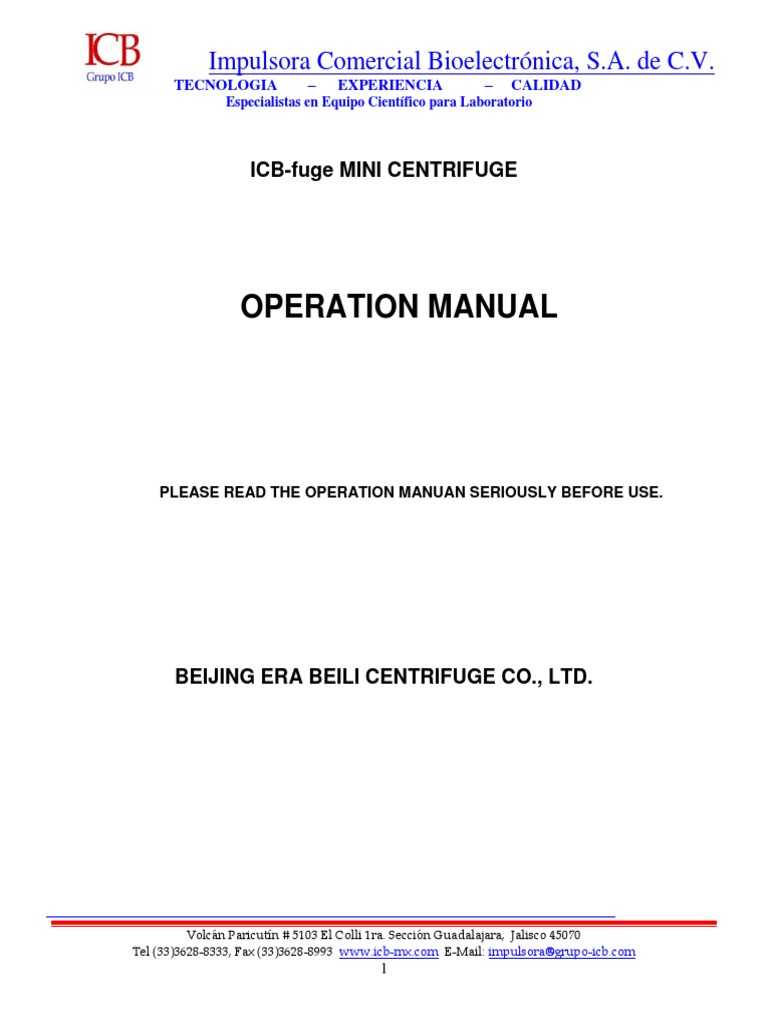 Mini Centrífuga para Investigación ICB | PDF | Centrifuge | Equipment