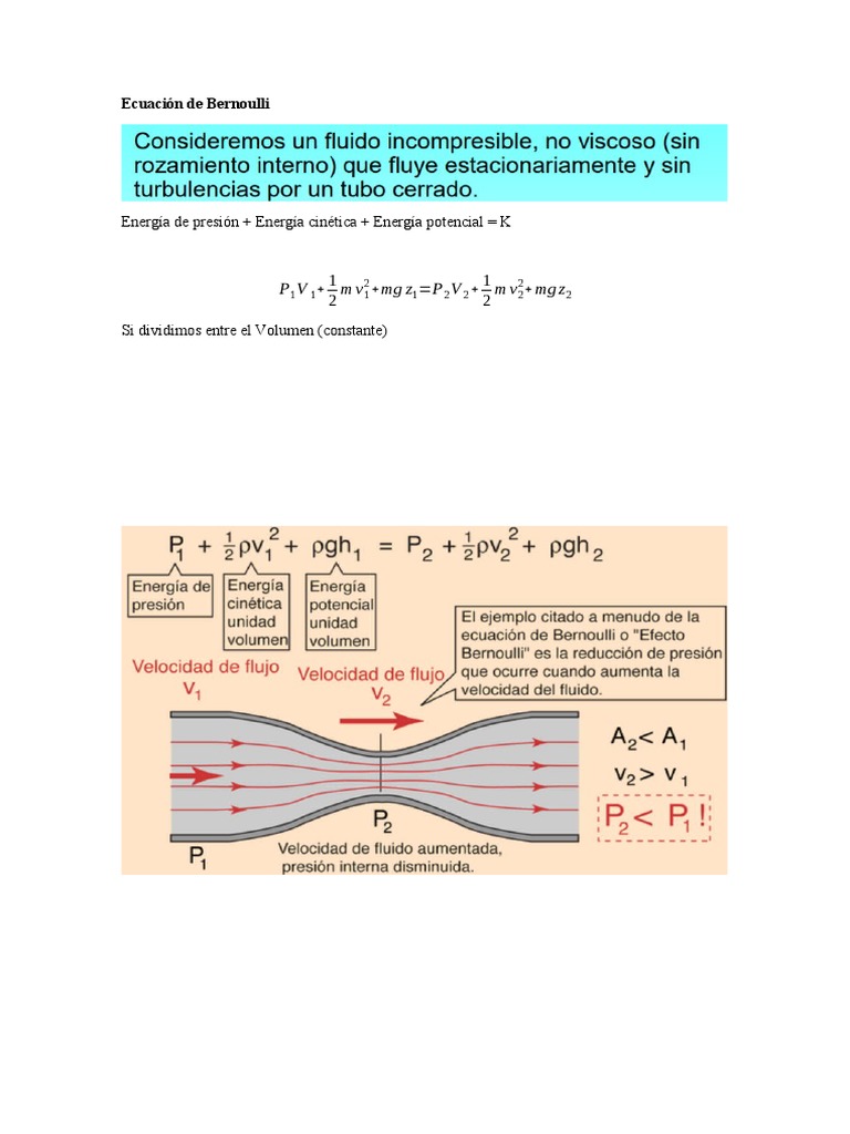 Ecuación de Bernoulli | PDF