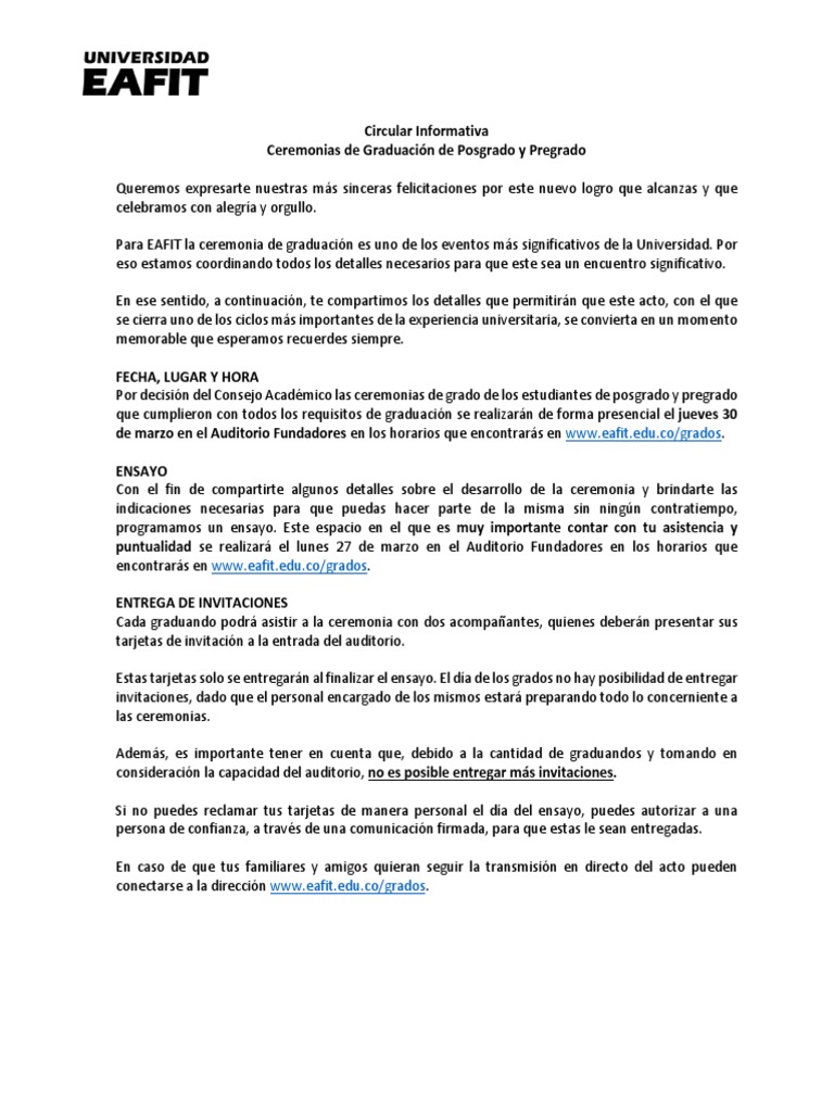 Guía para Graduación en EAFIT | PDF